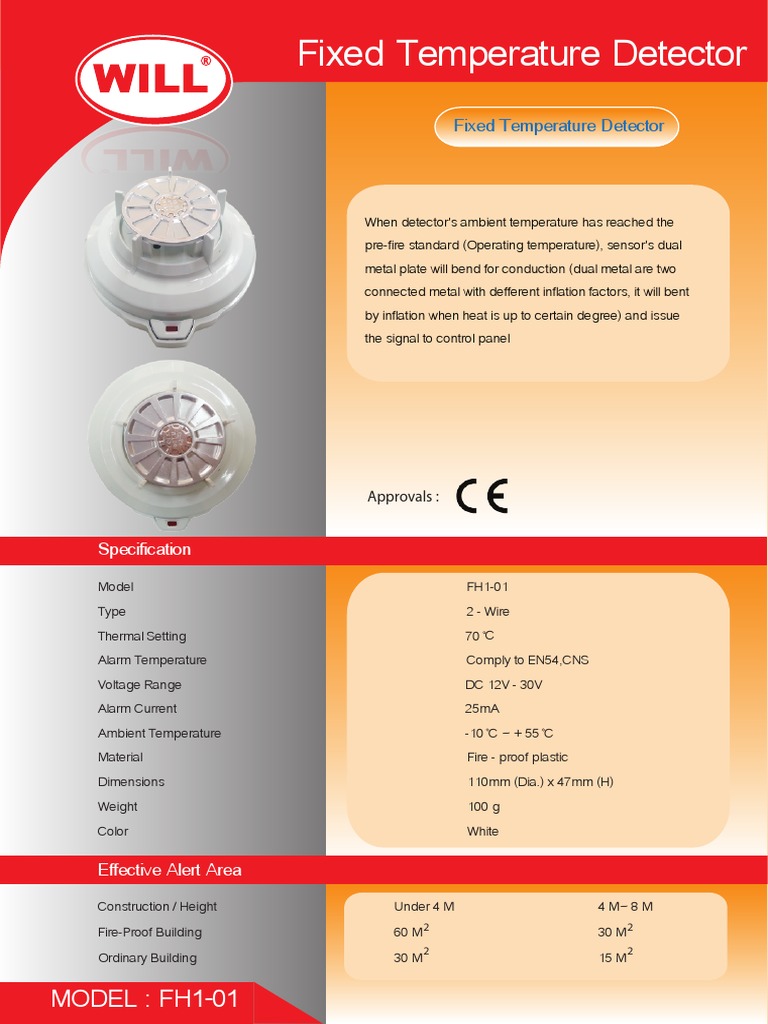 Fixed Temperature Fire Detector FH1-01 | PDF