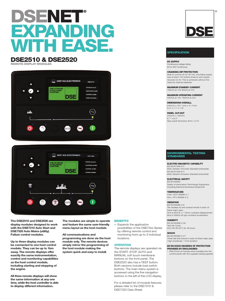 Expanding With Ease.: DSE2510 & DSE2520 | PDF