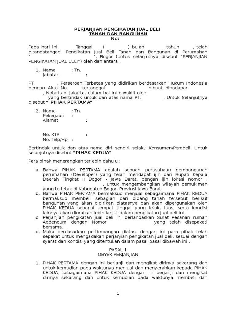 Draft Perjanjian Jual Beli | PDF