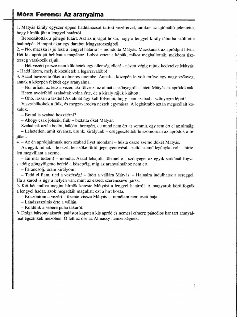 Az Aranyalma Olvasás 4 Felmérő PDF | PDF