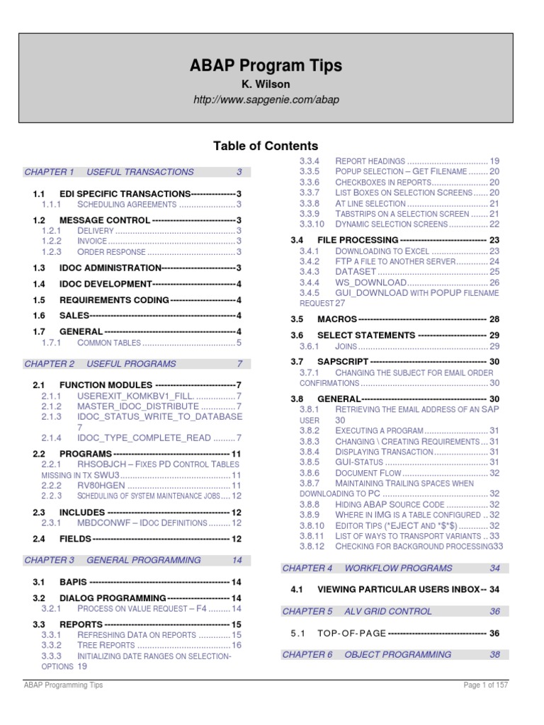 ABAP Program Tips v3 PDF | PDF | Windows Registry | File Transfer Protocol