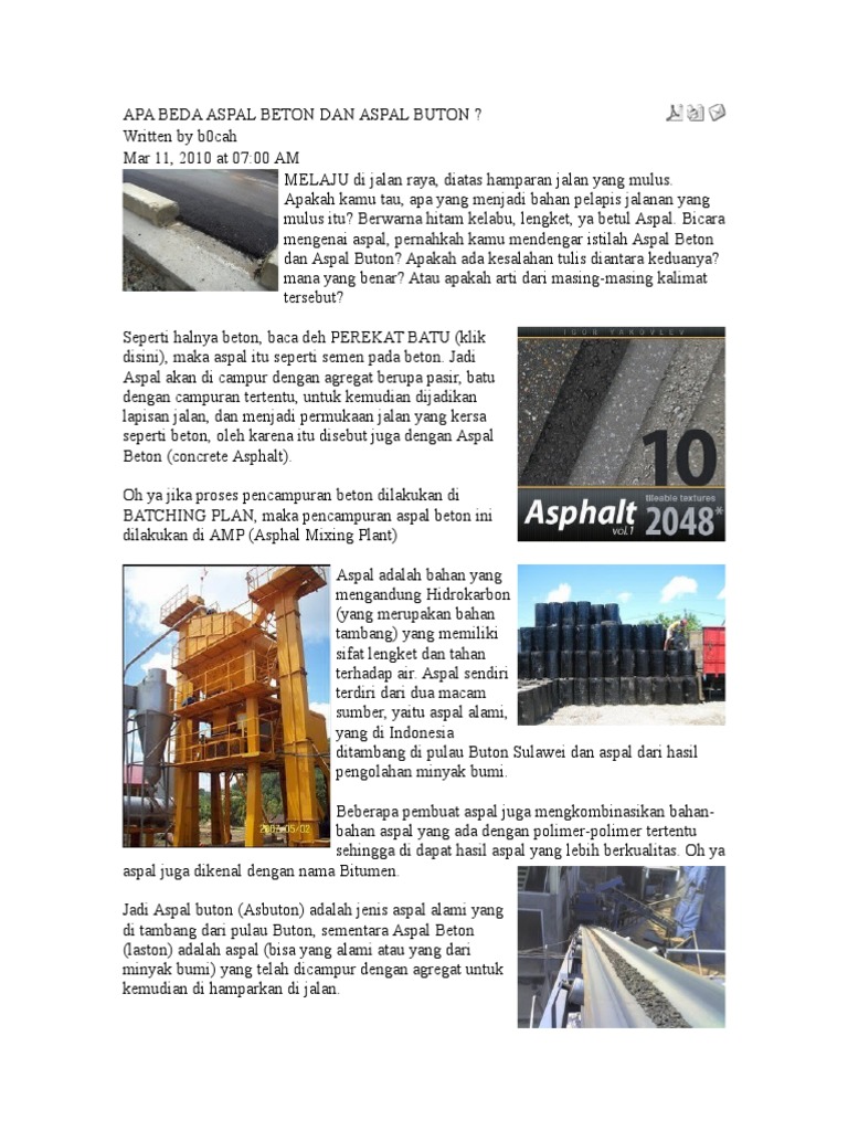 Apa Beda Aspal Beton Dan Aspal Buton | PDF