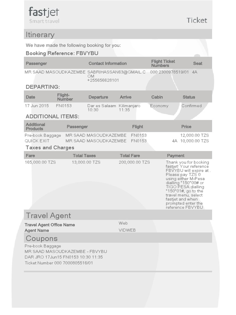 Tickets | PDF | Baggage | Fee