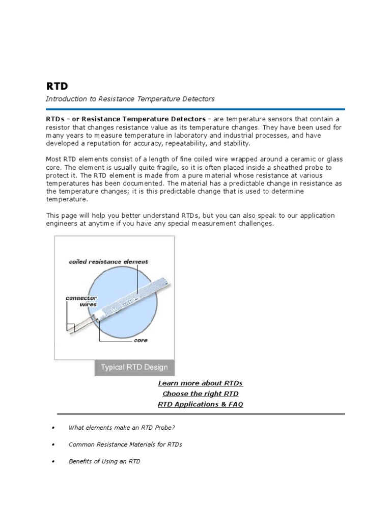 RTD Tutorials | PDF | Thermocouple | Electrical Resistance And Conductance