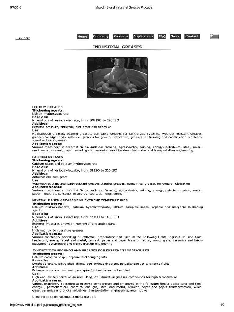 Viscol - Signal Industrial Greases Products | PDF