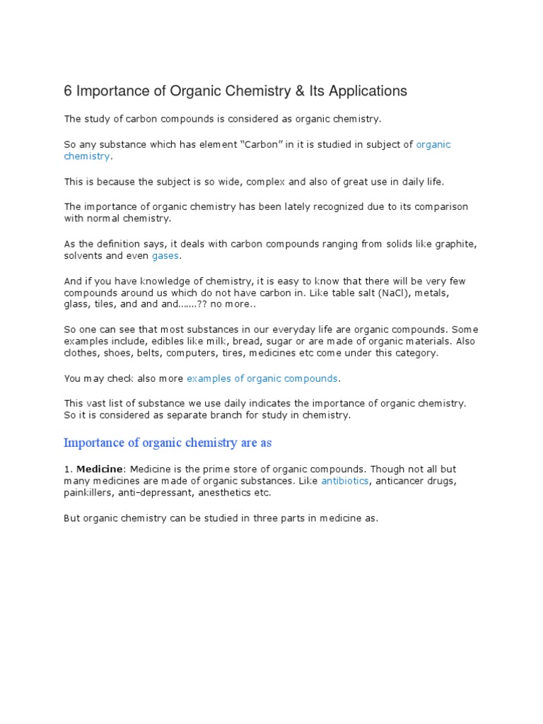 Examples Of Organic Chemistry In Everyday Life