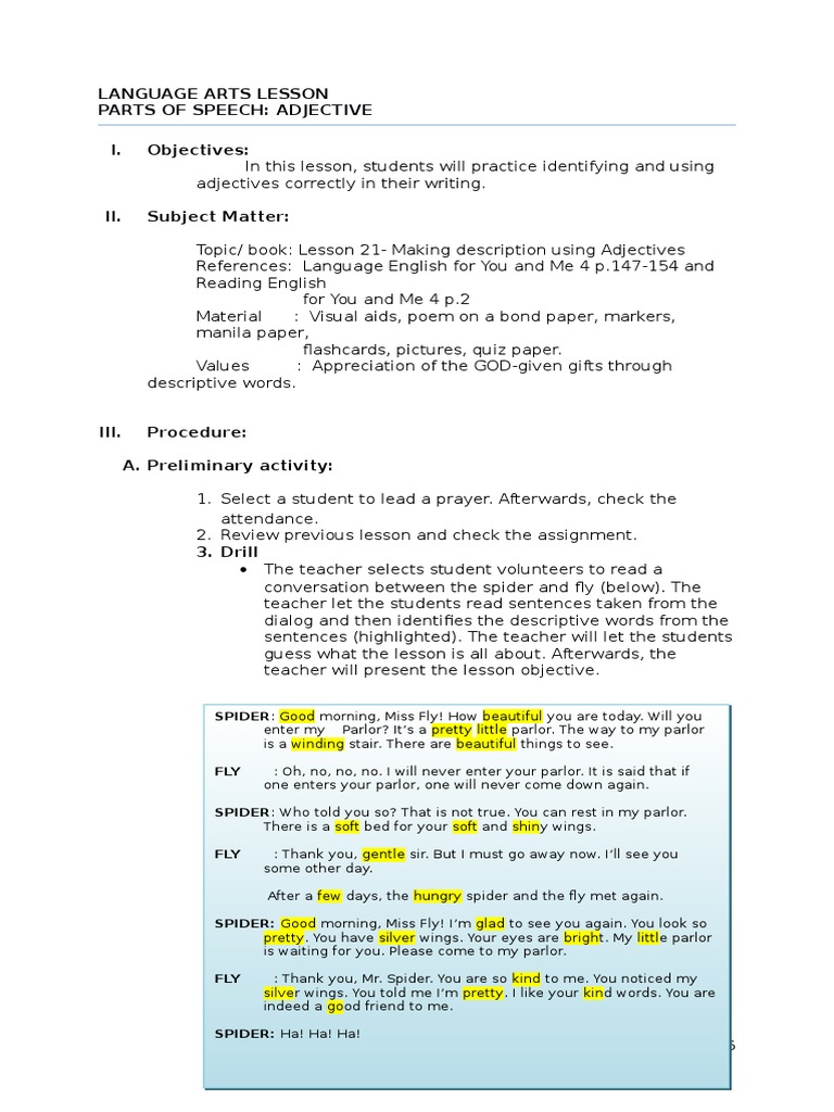 Adjective Lesson Plan | PDF | Adjective | Lesson Plan
