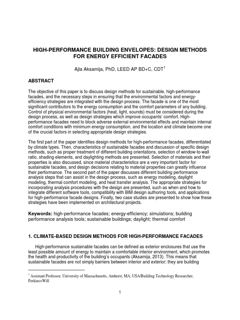 High-Performance Building Envelopes: Design Methods For Energy ...