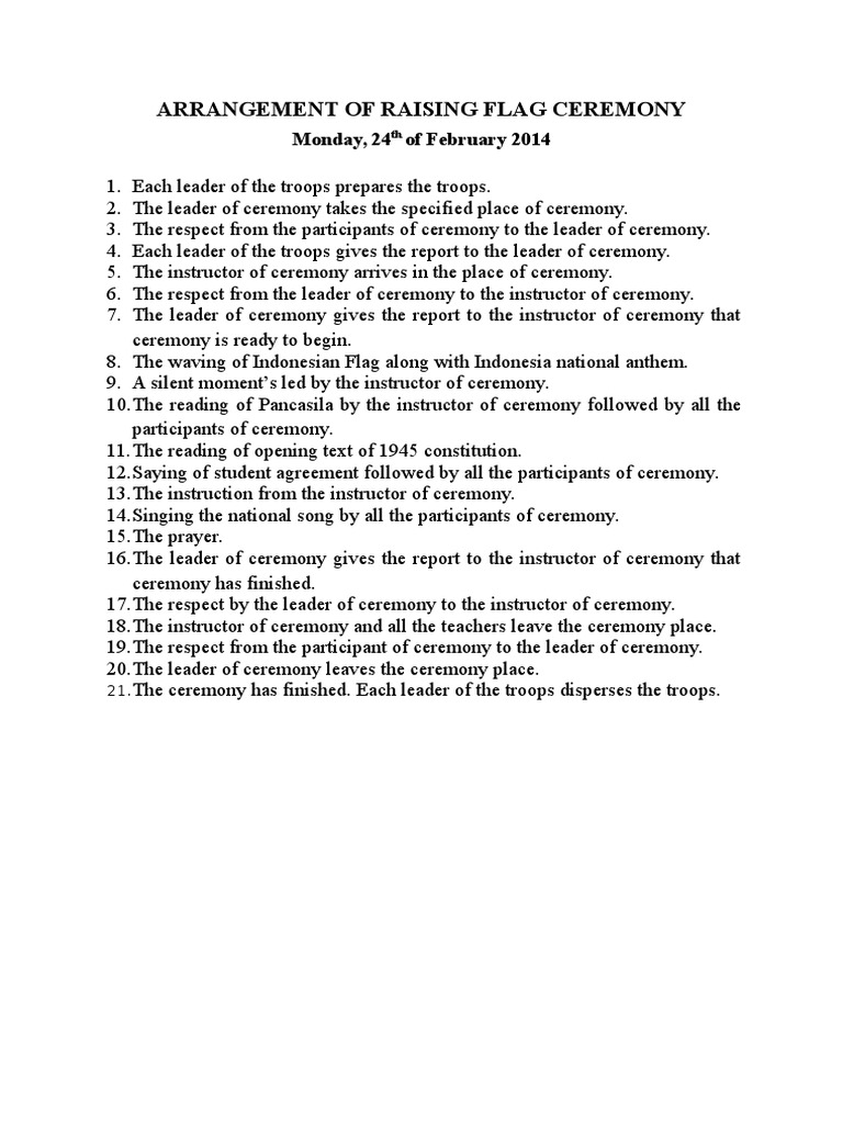 Arrangement of Raising Flag Ceremony | PDF