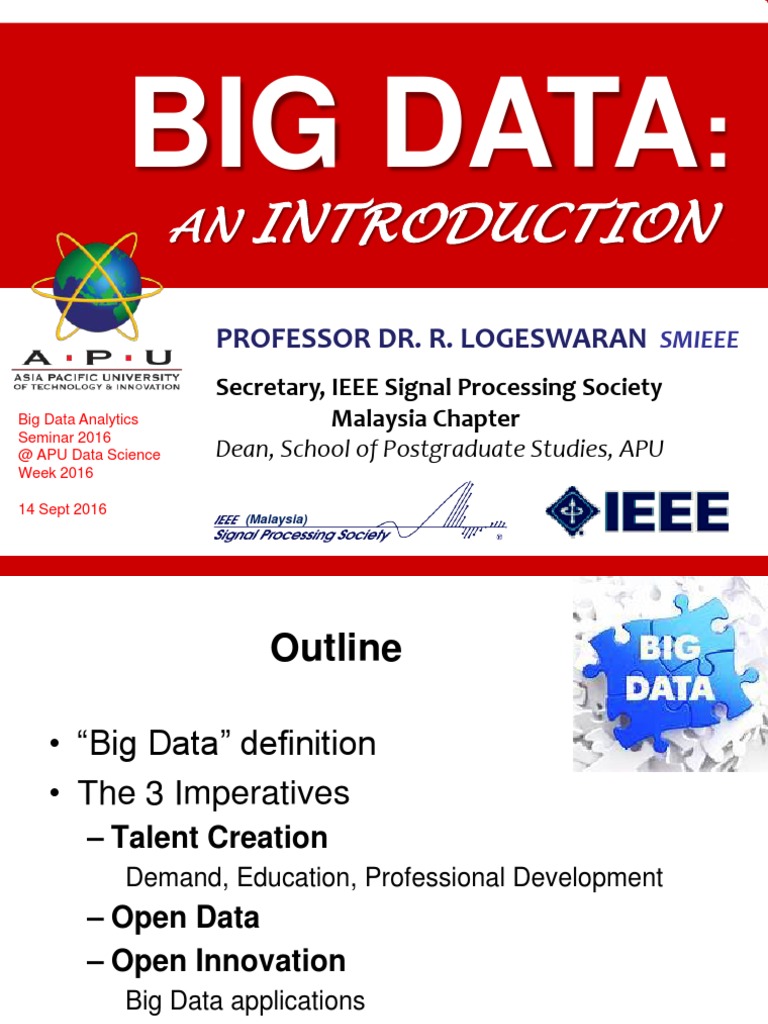 Big Data: Professor Dr. R. Logeswaran | PDF | Big Data | Data Science