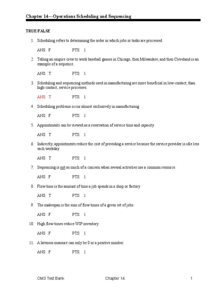 OM3 CH 14 Operations Scheduling and Sequencing | PDF | Scheduling (Computing) | Time