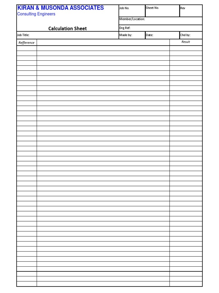 Kiran & Musonda Associates Calculation Sheet | PDF