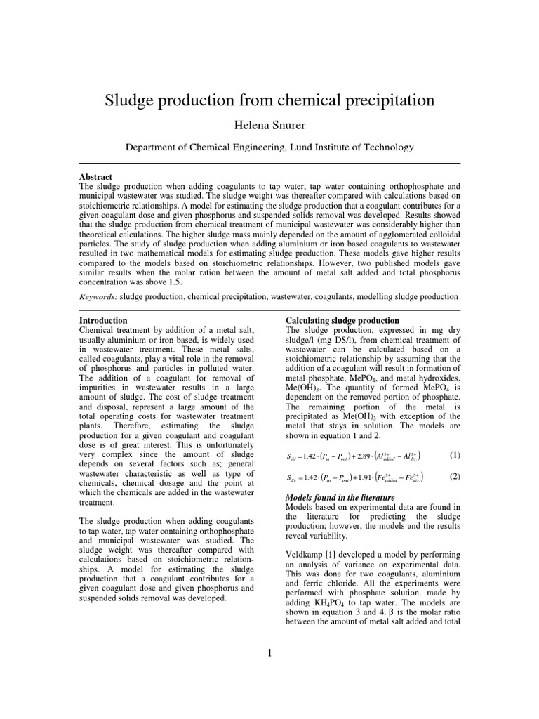 Sludge Production | PDF | Ph | Sewage Treatment