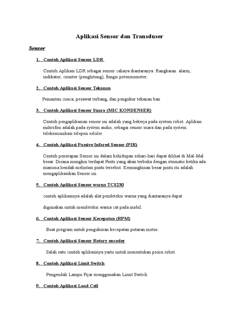 Contoh Aplikasi Sensor LDR | PDF | Sains & Matematika