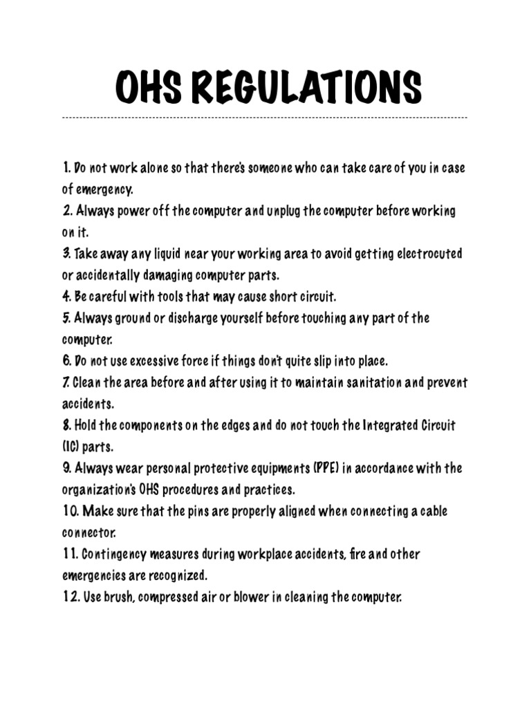 Ohs Regulations | PDF | Electrical Components | Equipment