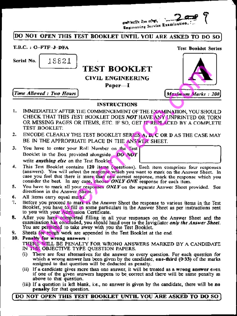 IES Civil Engineering 2009 | PDF | Bending | Concrete