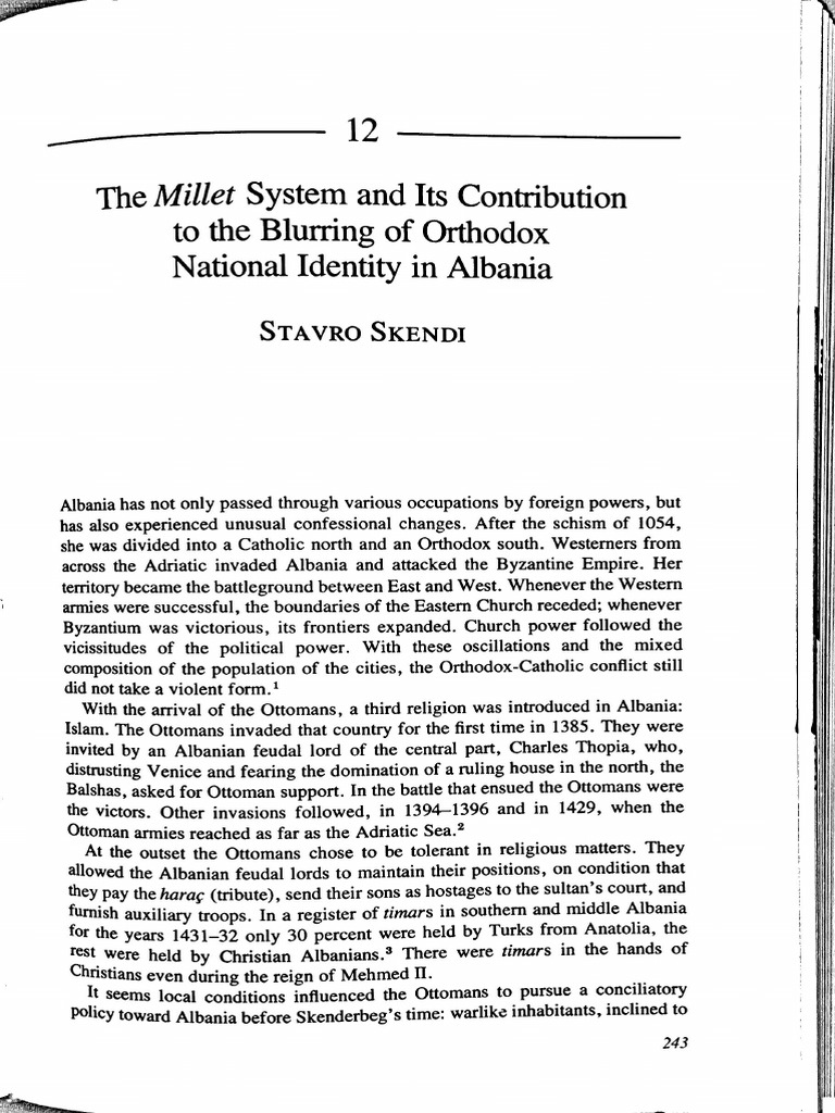 Stavro Skendi - The Millet System and Its Contribution To The Blurring ...
