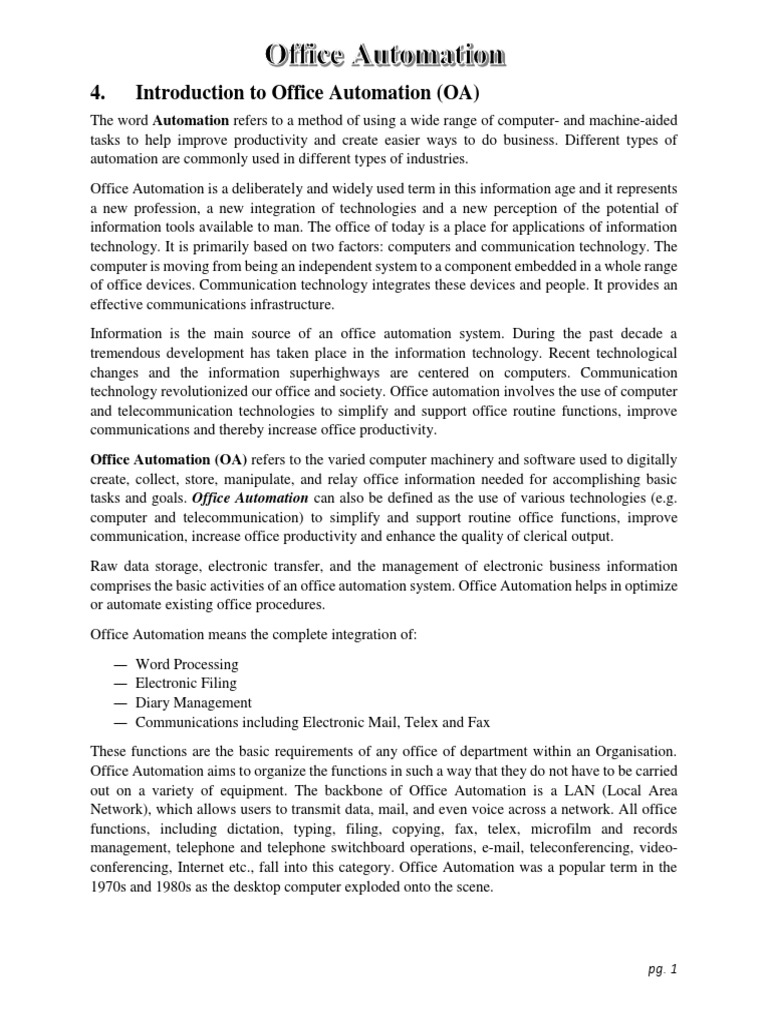 Office Automation | PDF | Fax | Word Processor