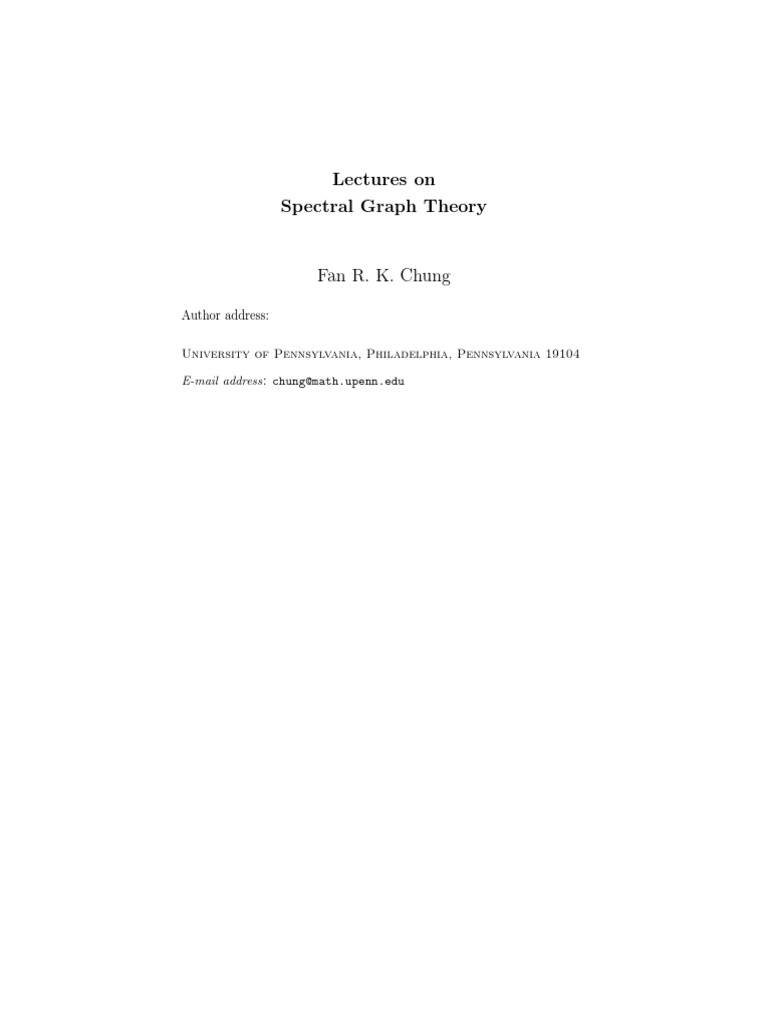 Lectures On Spectral Graph Theory PDF | PDF | Eigenvalues And Eigenvectors | Graph Theory