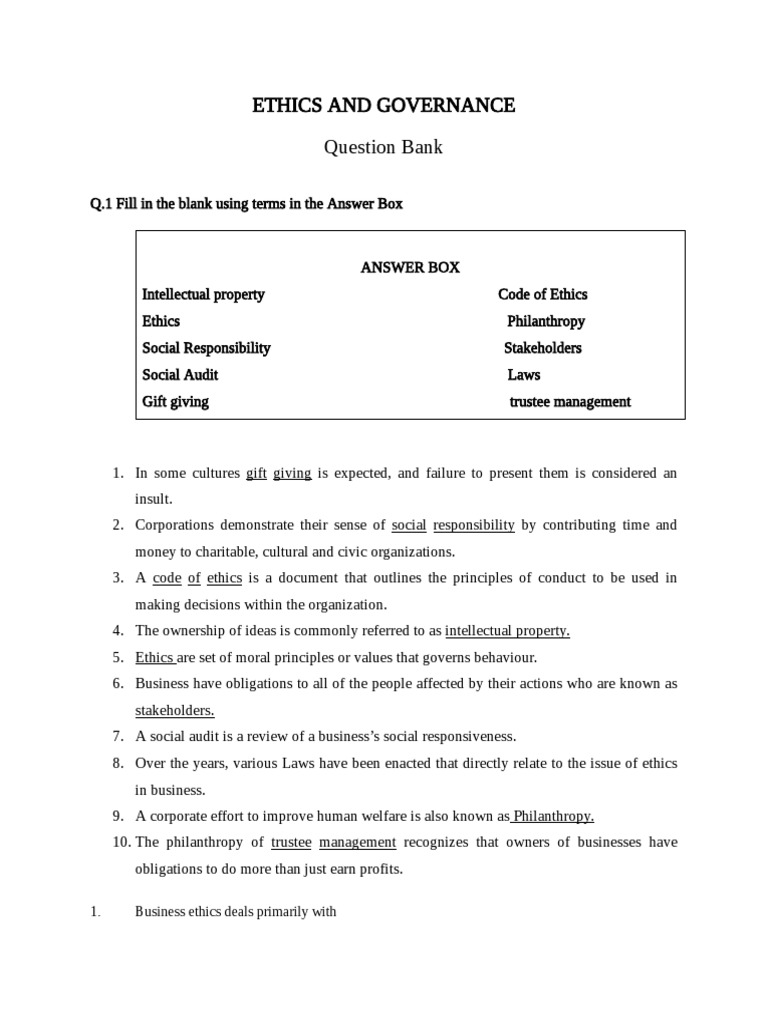 Ethics and Governance | PDF | Business Ethics | Value (Ethics)