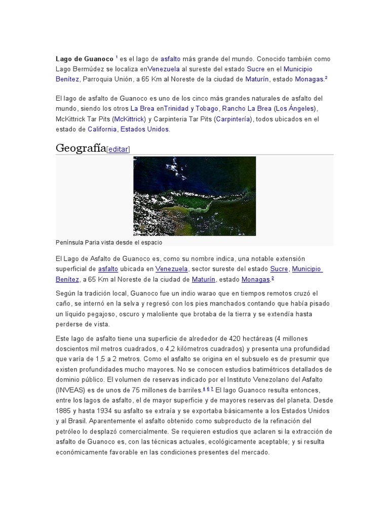 Lago de Guanoco | PDF | Naturaleza | Naturaleza