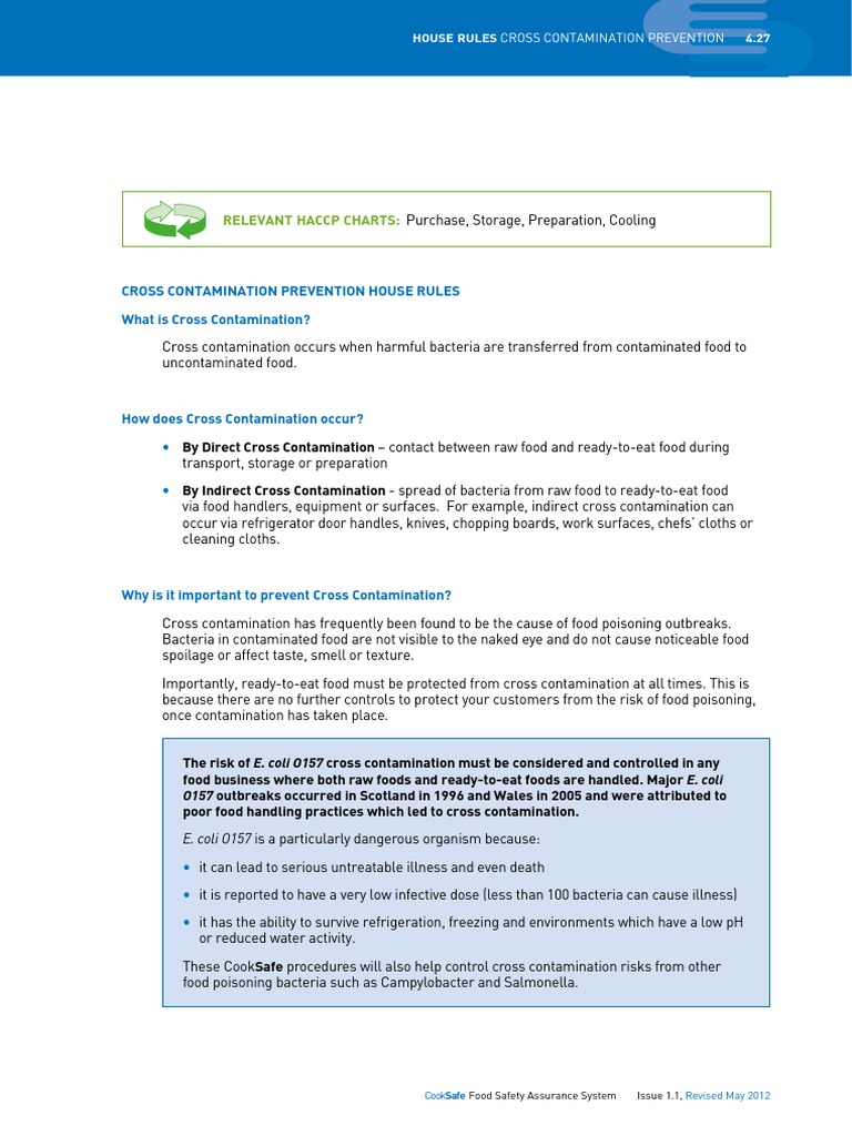 Cross Contamination Prevention House Rules | PDF | Vegetables | Foods