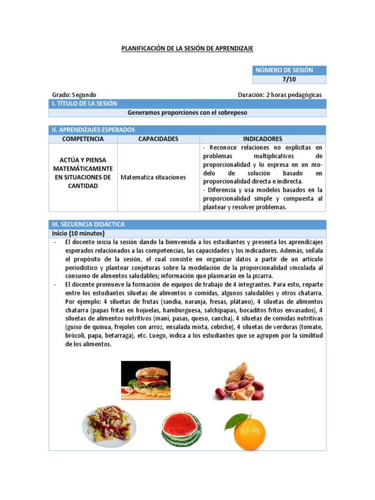 Mat U1 2grado Sesion7 | PDF | Obesidad | Comida y bebida