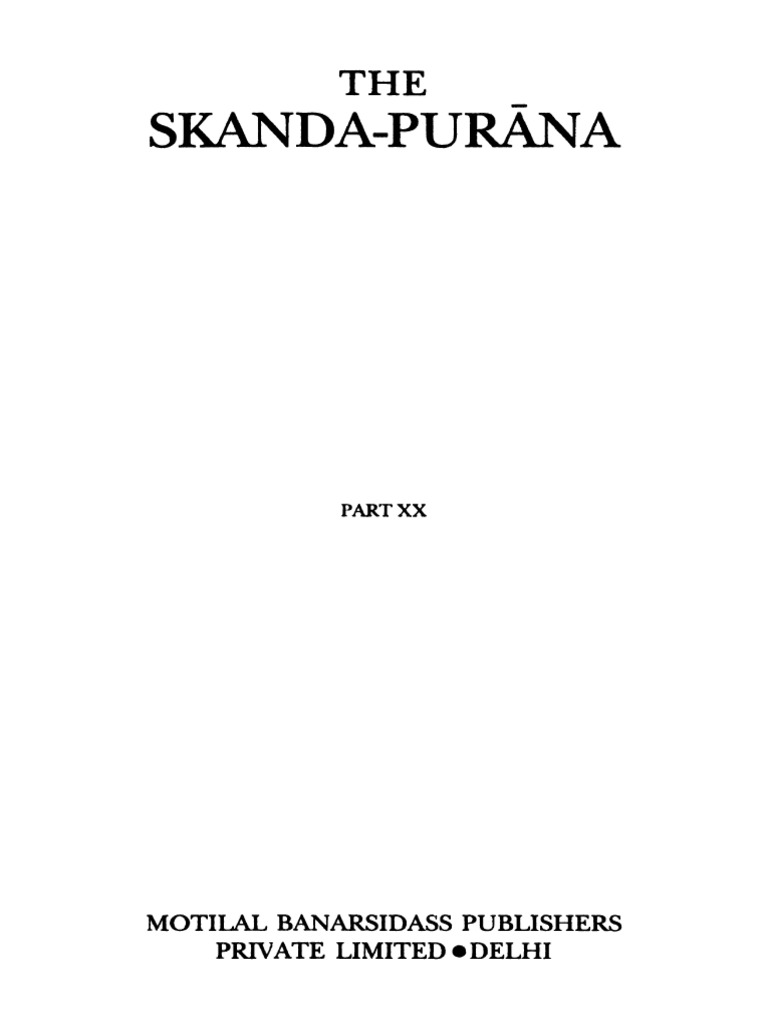 Skanda Purana Vol 20 of 20 Book Vii Prabhasa Khanda English Motilal ...