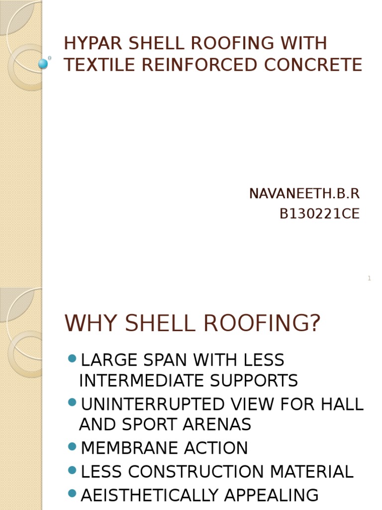 HYPAR SHELL ROOFING WITH TRC | Reinforced Concrete | Concrete