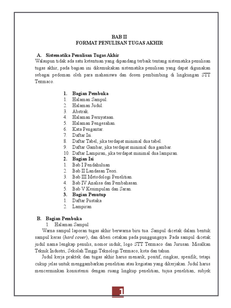 Pedoman Penulisan Tugas Akhir STT Texmaco | PDF