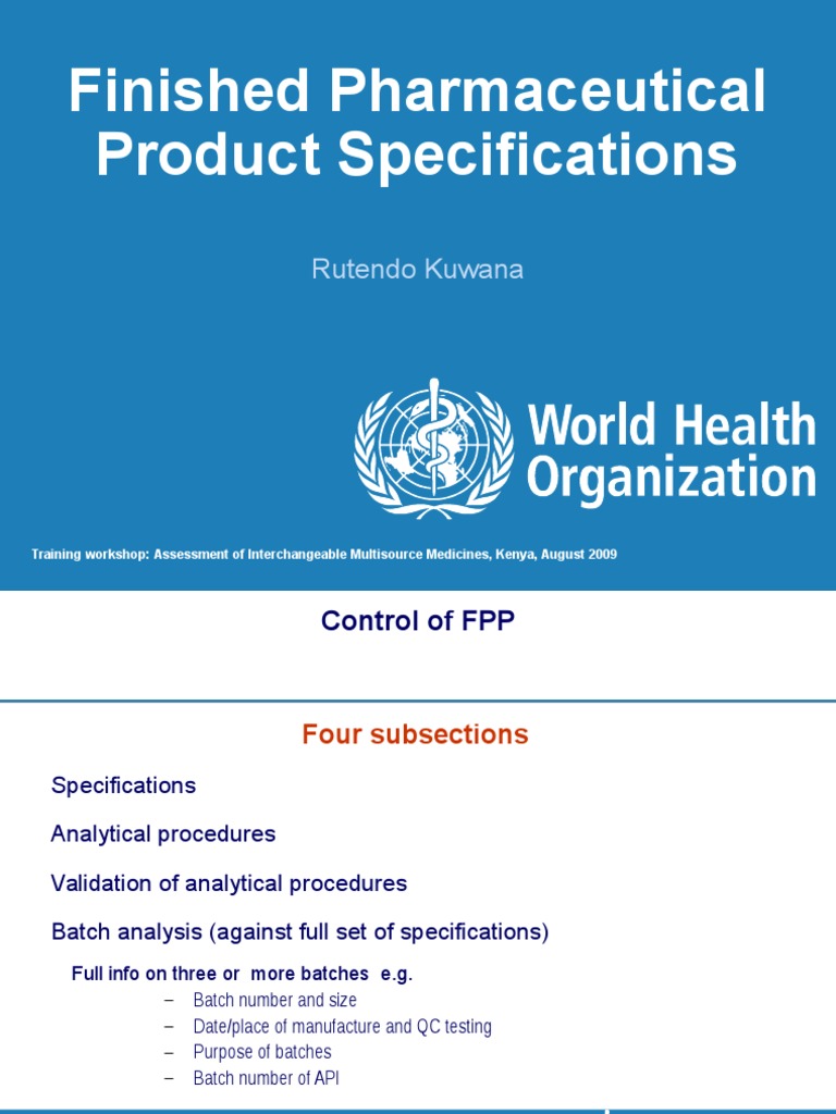 Finished Pharmaceutical Product Specs | PDF