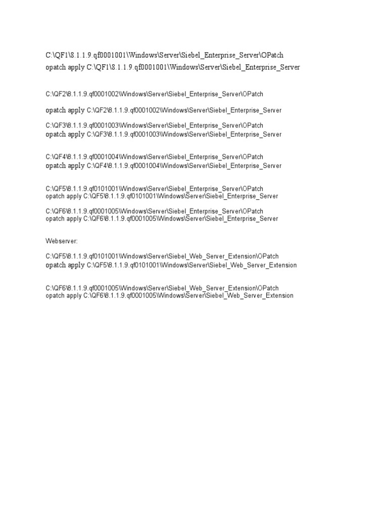 Siebel Server OPatch Application Guide | PDF