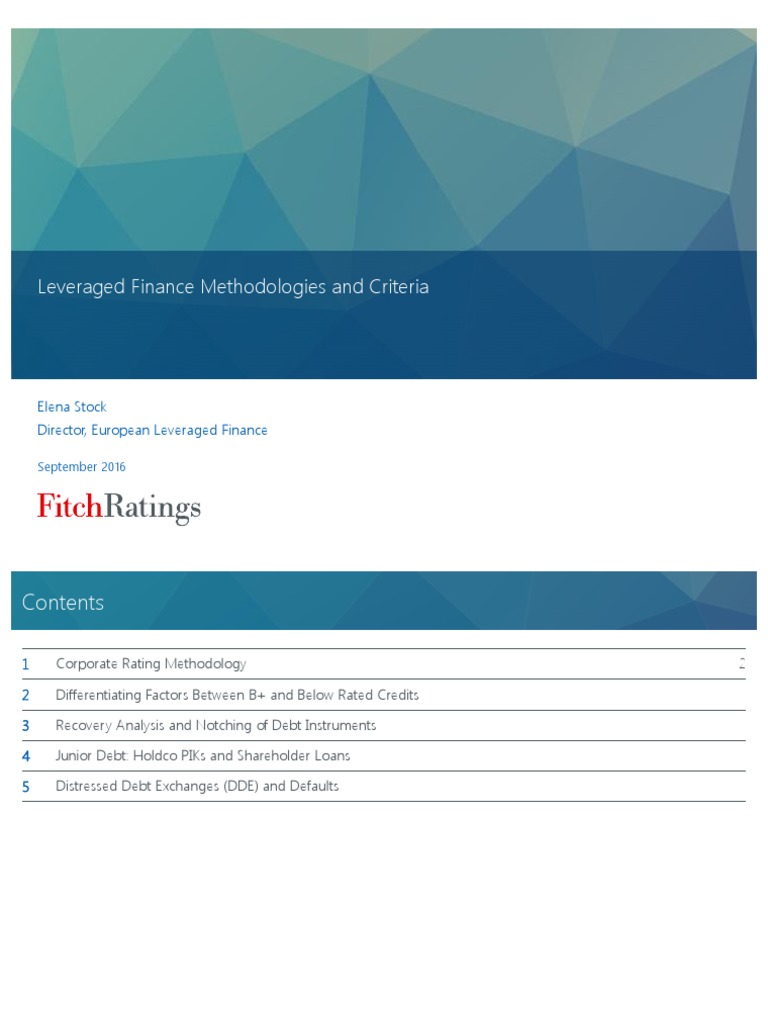 Fitch Ratings - LevFin Methodologies and Criteria - Sept 2016 | PDF ...