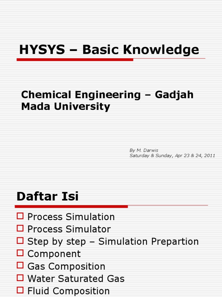 Teknik Kimia UGM - Hysys Basic Knowledge | PDF