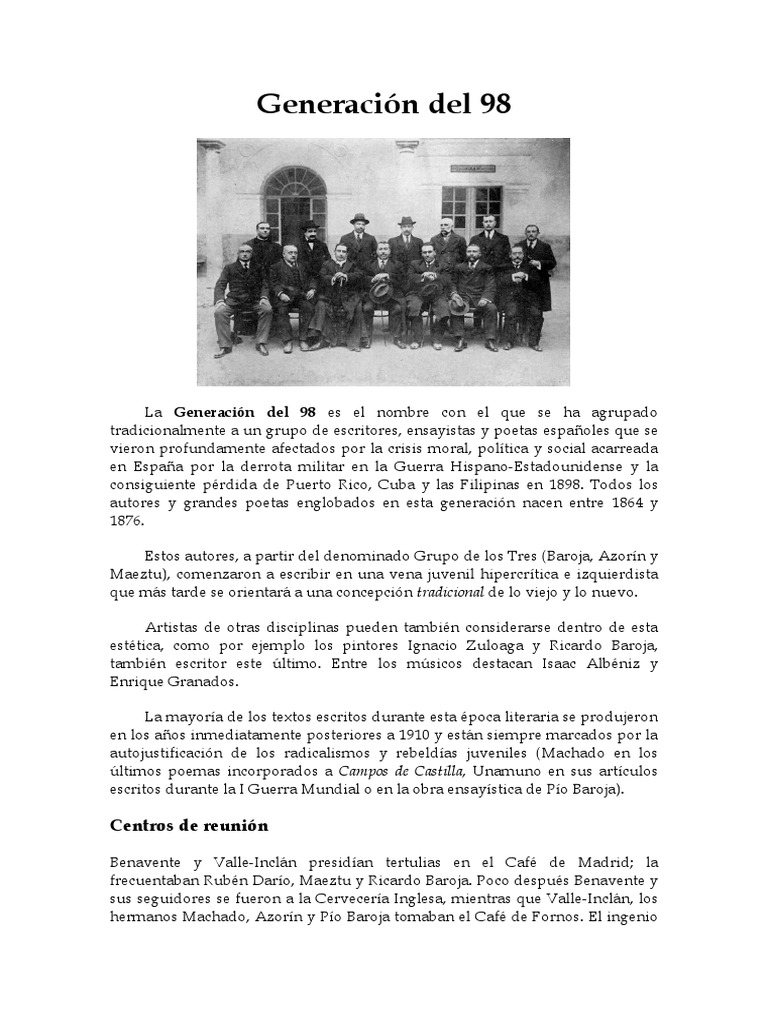 Escritores de la Generación del 98 | PDF | España