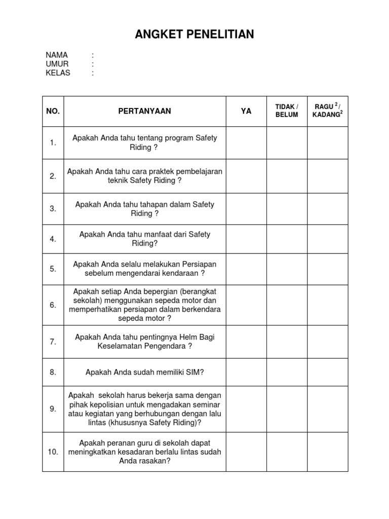 Tabel Angket PDF | PDF