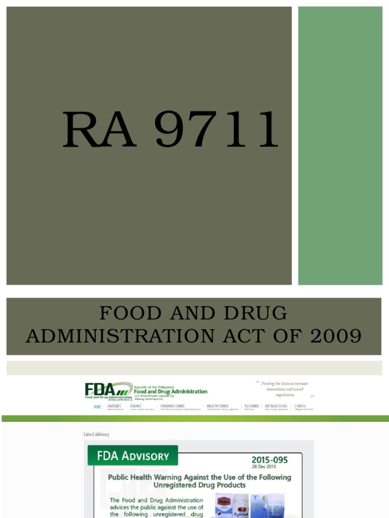 Ra 9711 | PDF | Food And Drug Administration | Wellness