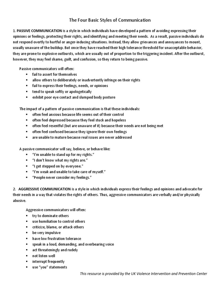 Four Basic Styles of Communication PDF | PDF | Business