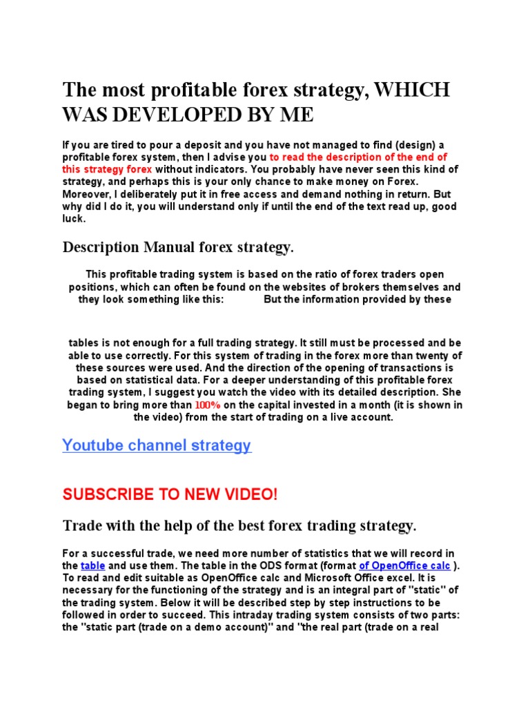 The Most Profitable Forex Strategy Pdf Algorithmic Trading
