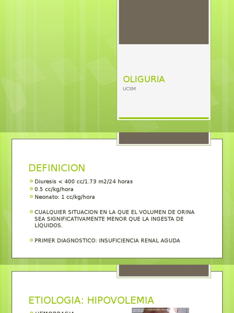 Oliguria en Pediatria | PDF | Riñón | Condiciones urológicas