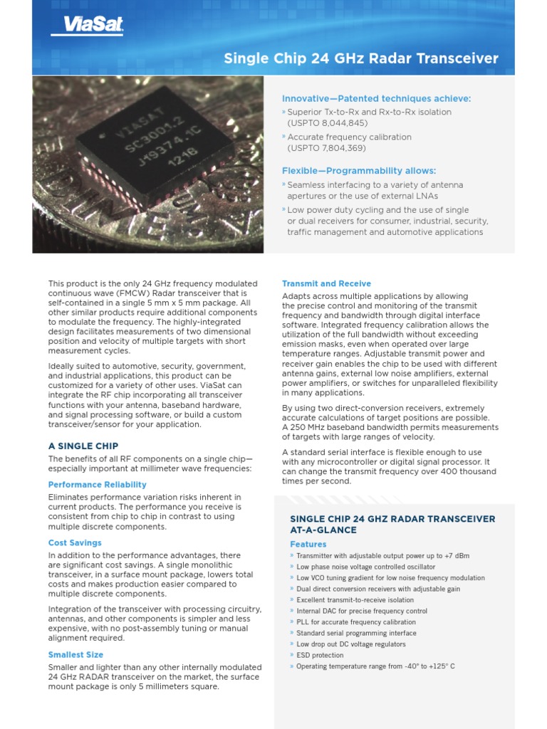24GHz RADAR Chip 107 Web | PDF | Integrated Circuit | Broadcast Engineering