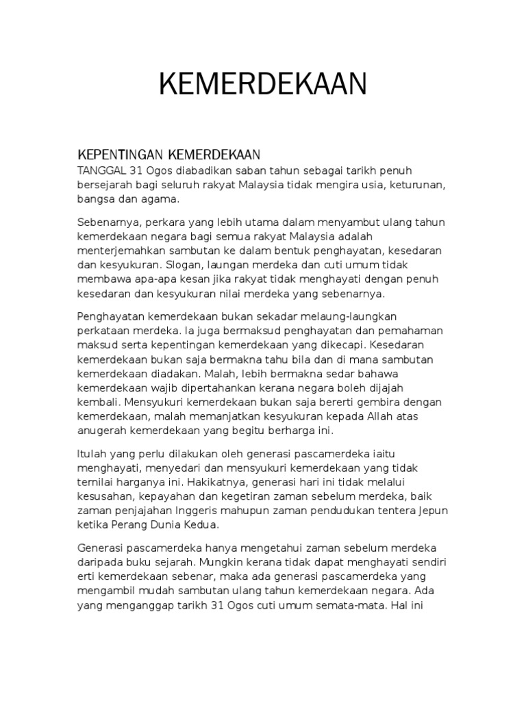 Penghayatan Kemerdekaan Malaysia | PDF | Politik