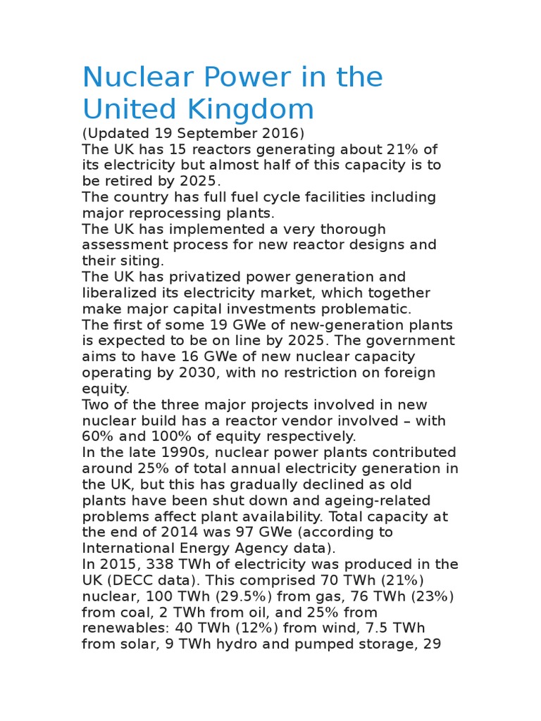 Nuclear Power in The United Kingdom | PDF | Nuclear Power | Low Carbon ...