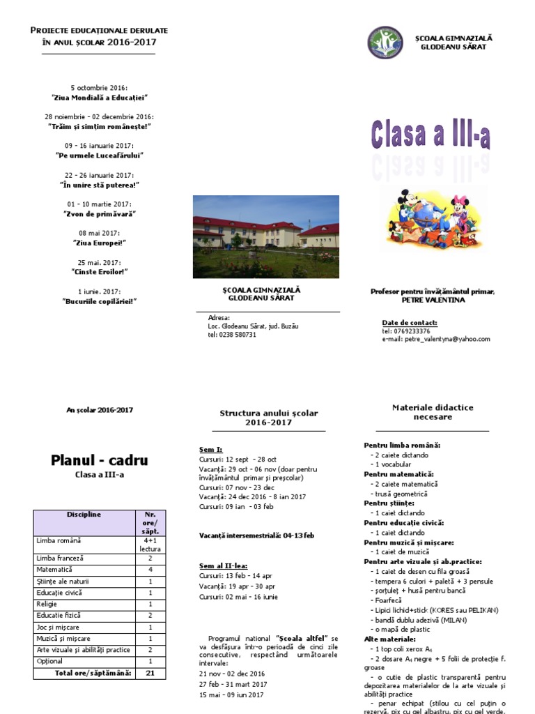 Pliant Clasa A III-a | PDF