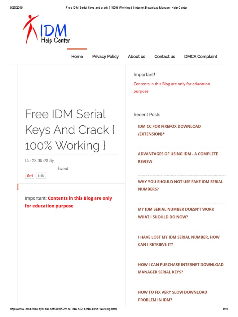 Free IDM Serial Keys and Crack (100% Working) - Internet Download ...