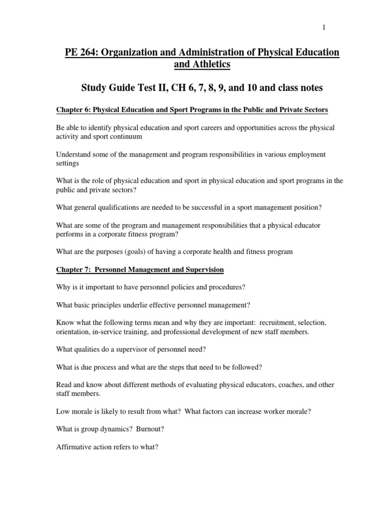 PE 264: Organization and Administration of Physical Education and ...