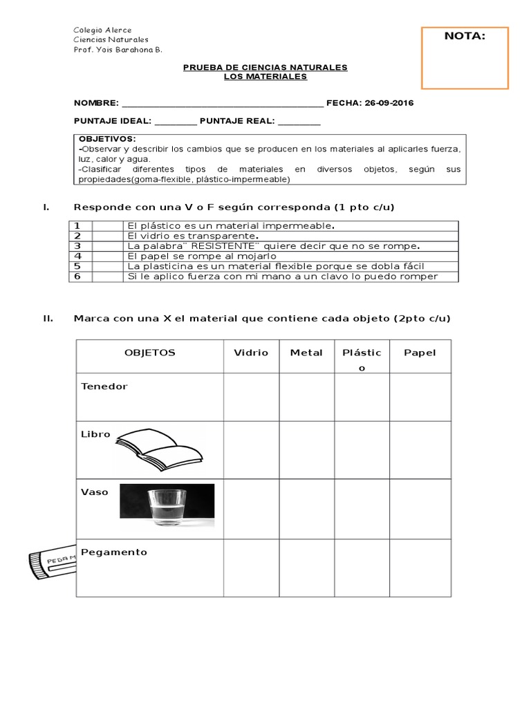 Prueba Los Materiales Primero Básico.docx 2016