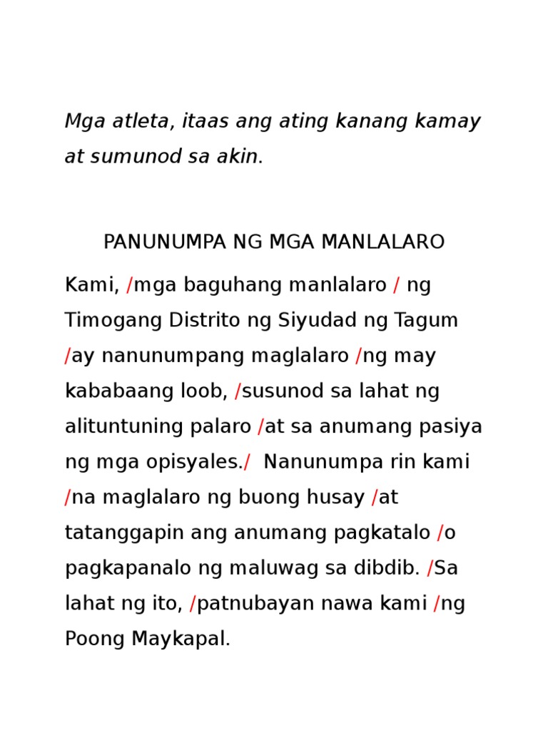 Athlete Oath Fil | PDF