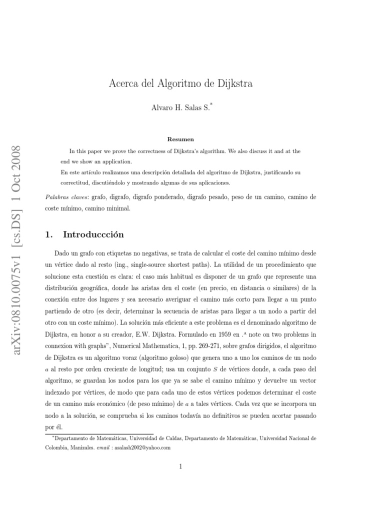 Algoritmo Dijkstra PDF | PDF | infinito | Algoritmos