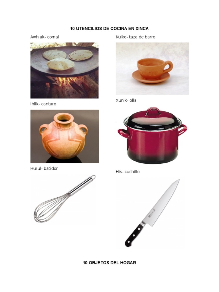 10 Utencilios de Cocina en Xinca | PDF